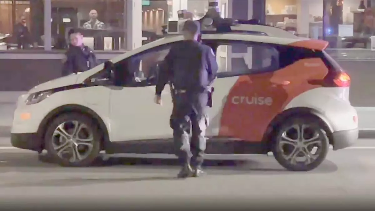 The police stop a self-driving car... trying to get away!