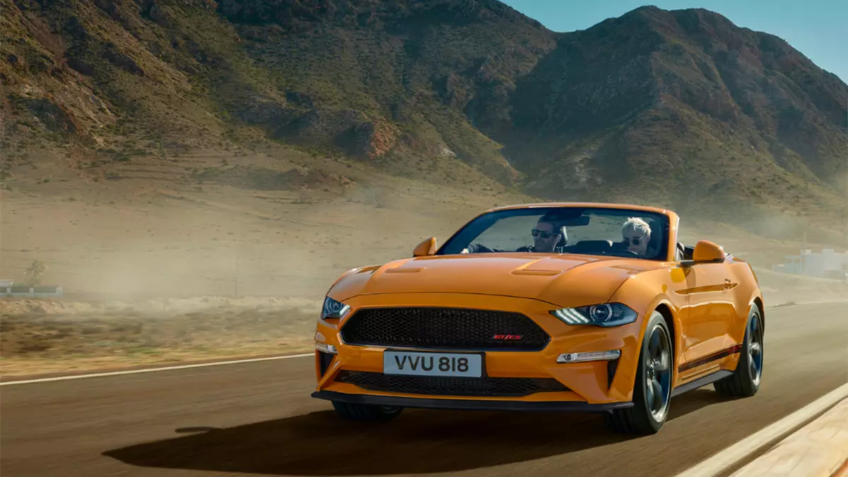 De nieuwe Ford Mustang California Special arriveert in Europa exclusief geassocieerd met de cabrioletversie met de 450 pk sterke V8